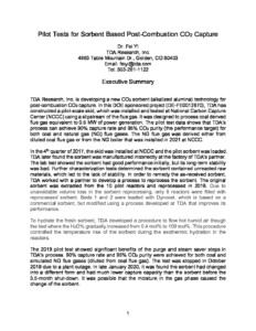 TDA final report | National Carbon Capture Center